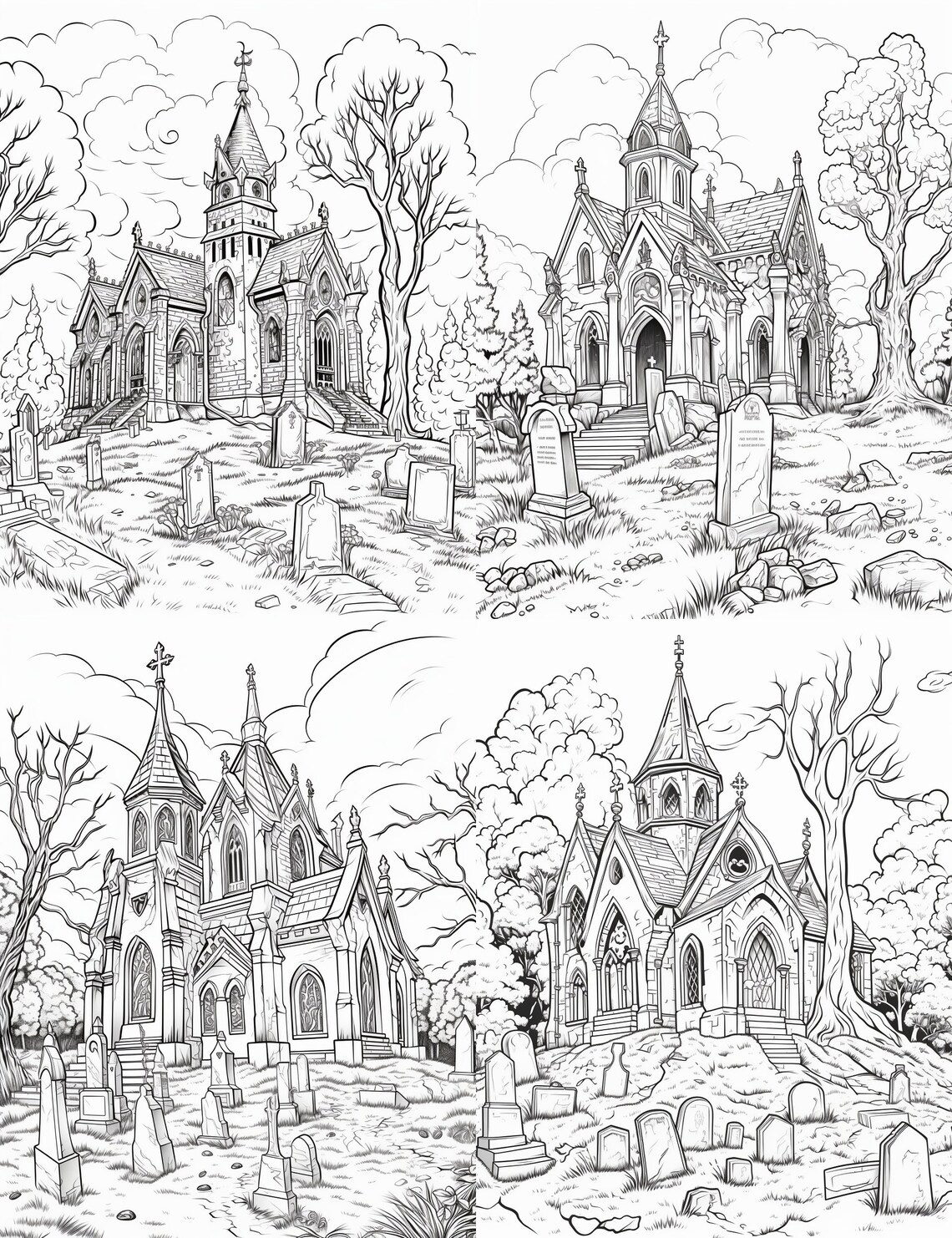Gothic Graveyard Coloring Pages Instant Download PDF Pages Coloring ...
