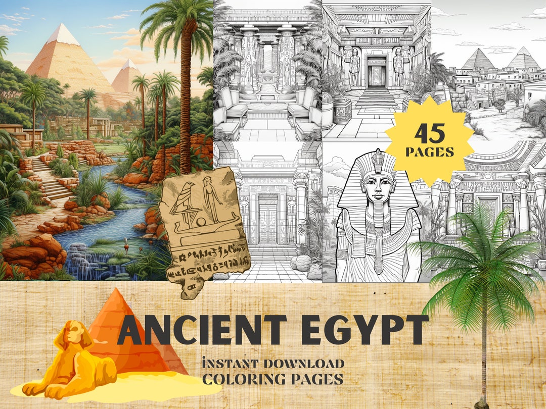 Páginas para colorear del Antiguo Egipto / 45 páginas PDF de descarga ...