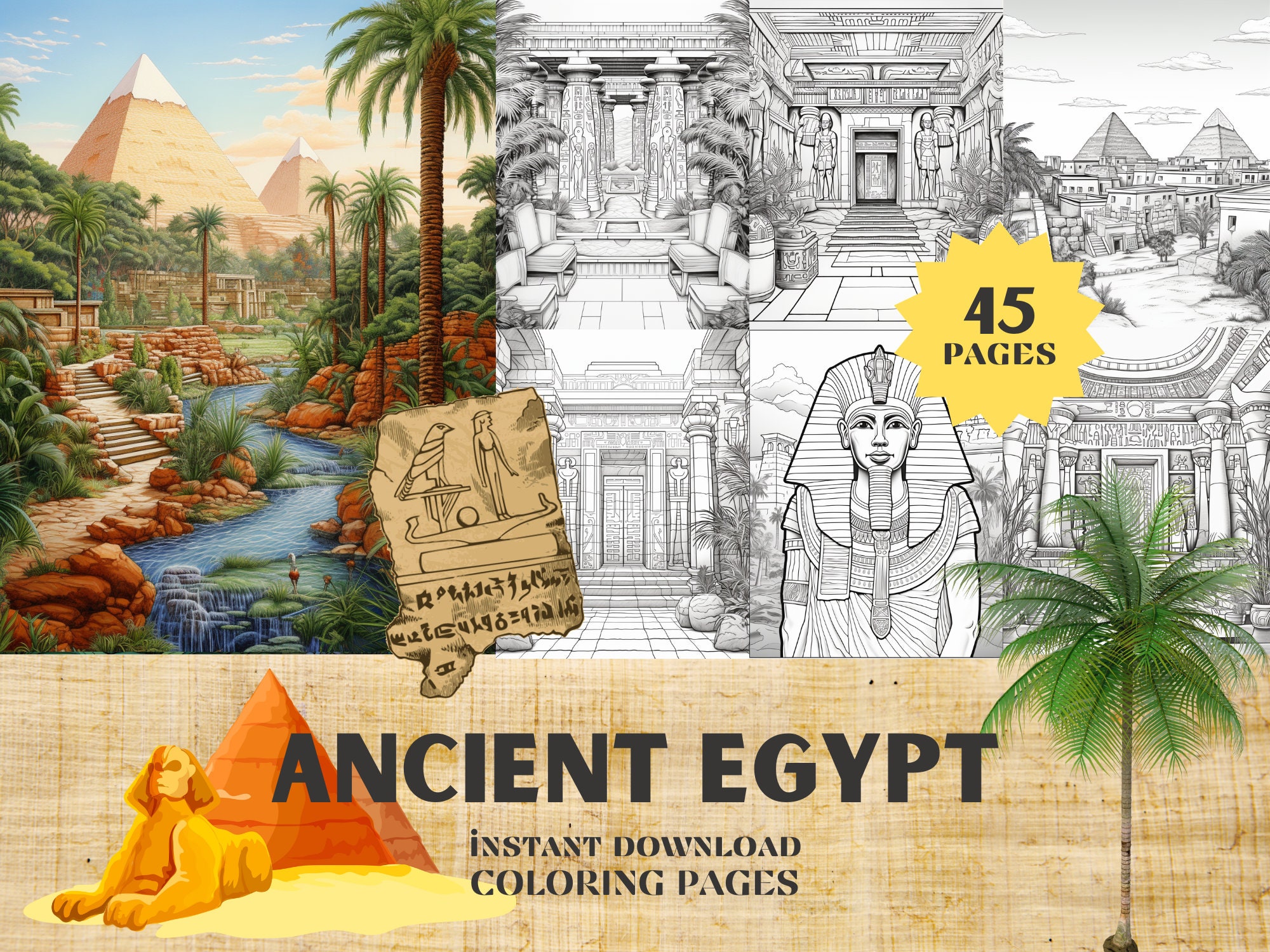 Ancient Egypt Coloring Pages 45 Instant Download PDF Pages Coloring ...