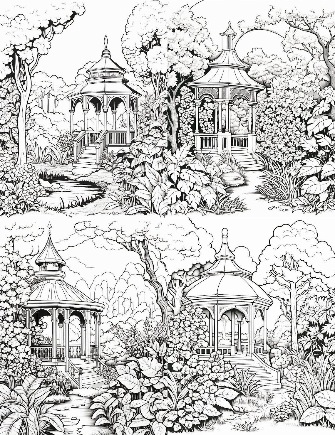 Secret Garden Gazebo Coloring Pages 30 Instant Download PDF - Etsy