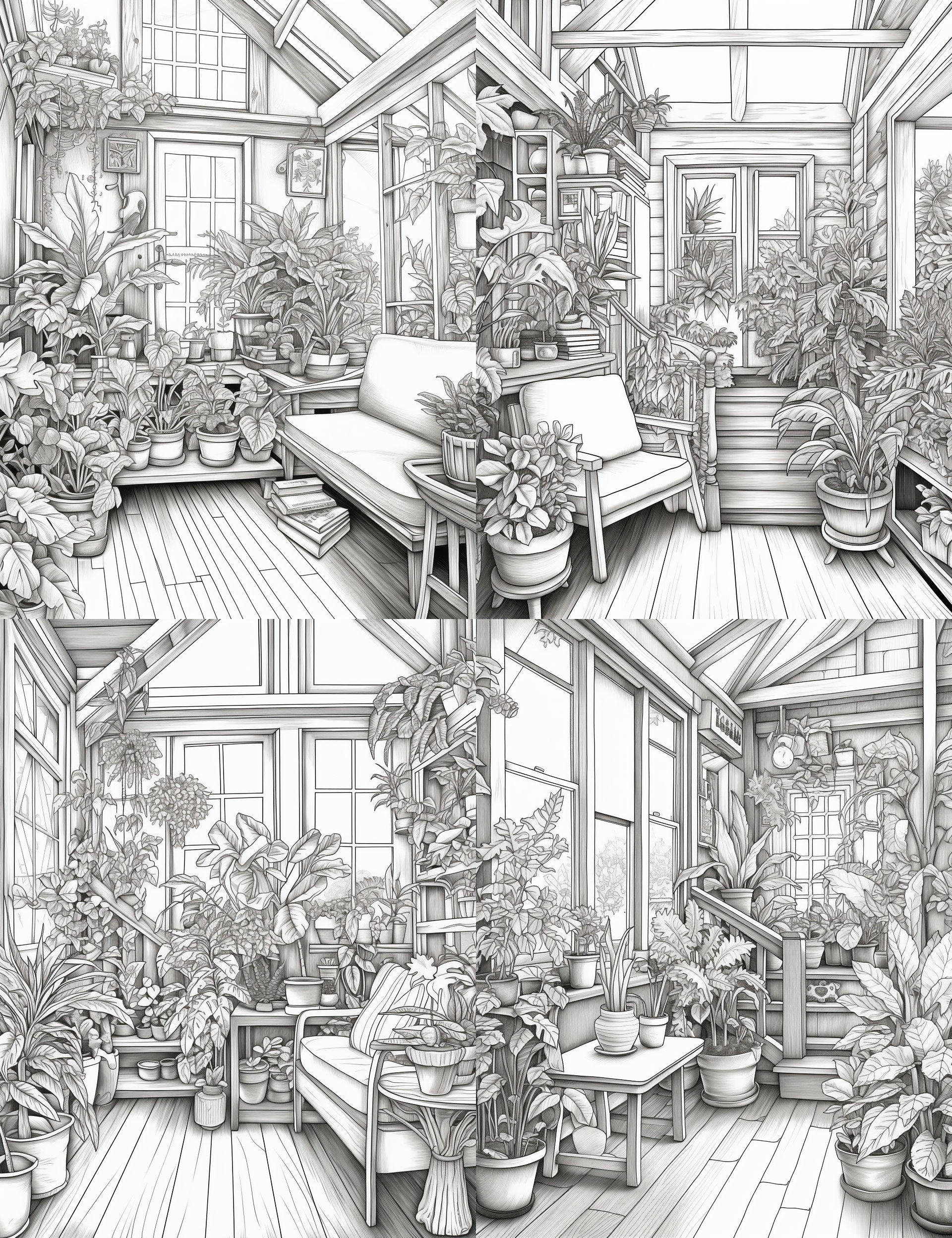 Houseplants in Cozy Interiors Coloring Pages Instant Download PDF Pages ...