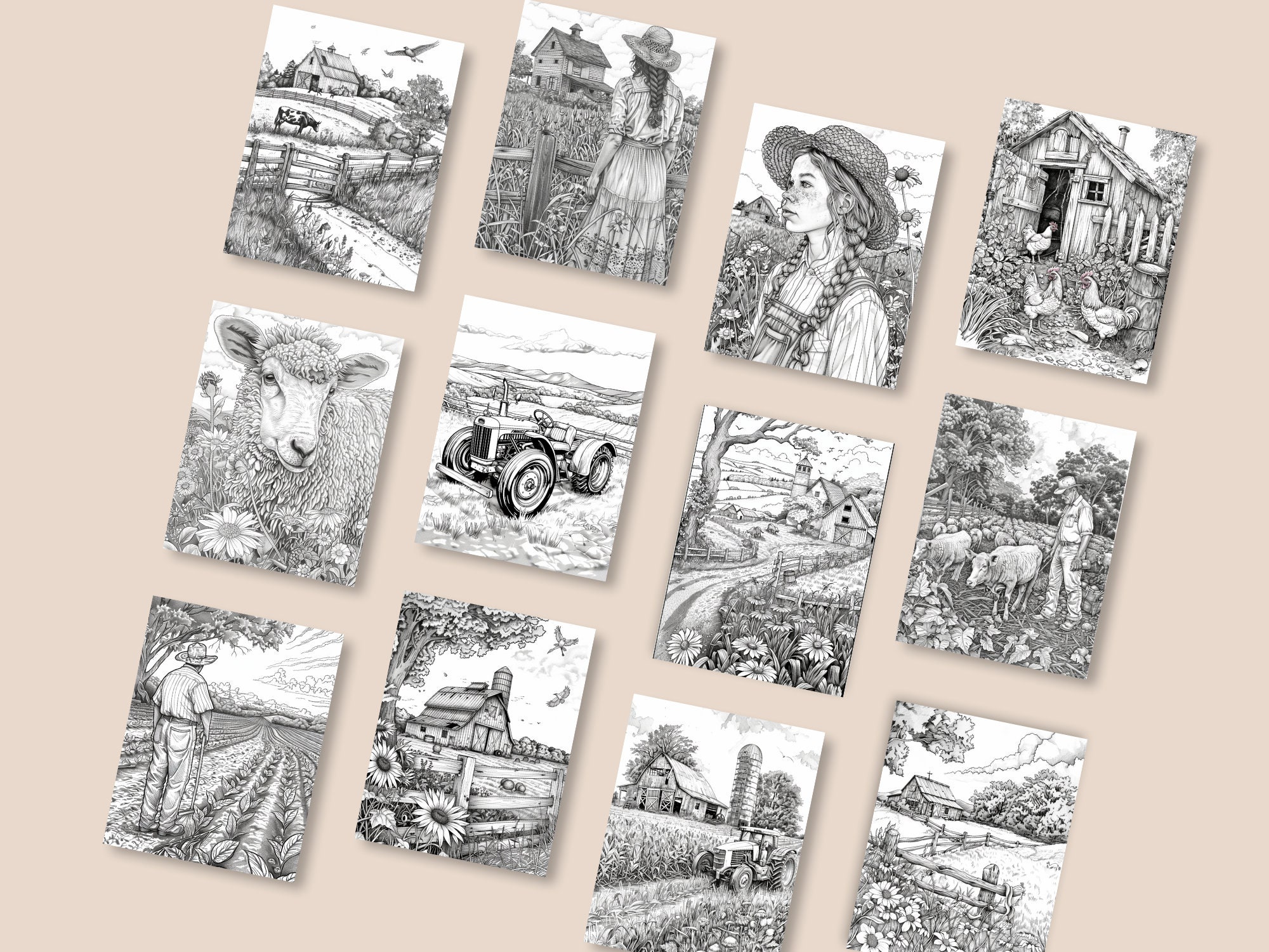 Farm Life Coloring Pages Instant Download PDF Pages Coloring Book for ...