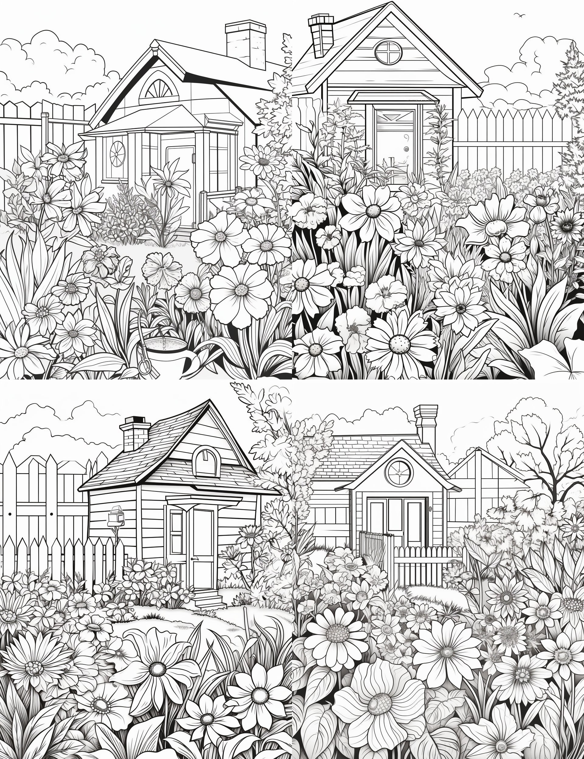 Cozy Flower Garden Coloring Pages 20 Instant Download PDF Pages ...