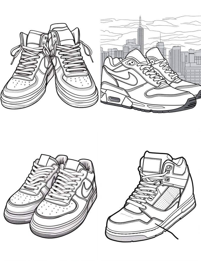 Vintage Sneakers Coloring Pages 40 Instant Download PDF - Etsy