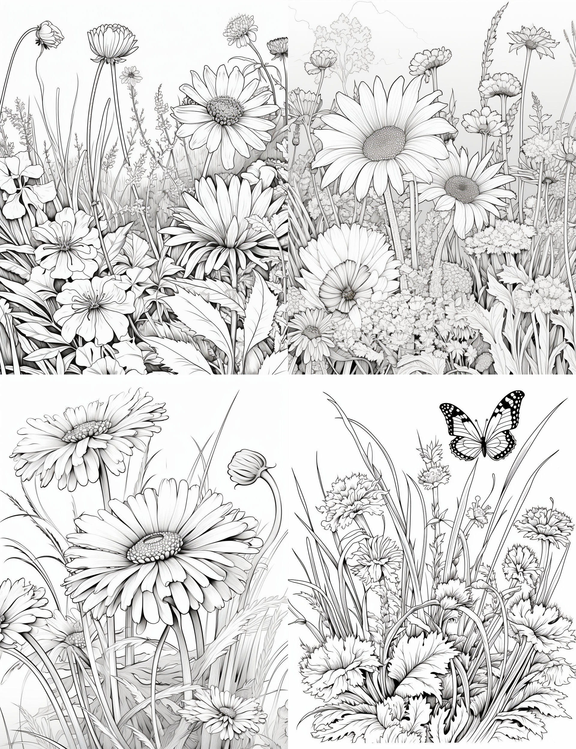 Wildflowers Coloring Pages 25 Instant Download PDF Pages Coloring Book ...