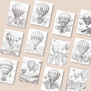 Hot Air Balloons Coloring Pages Instant Download PDF Coloring Book for ...