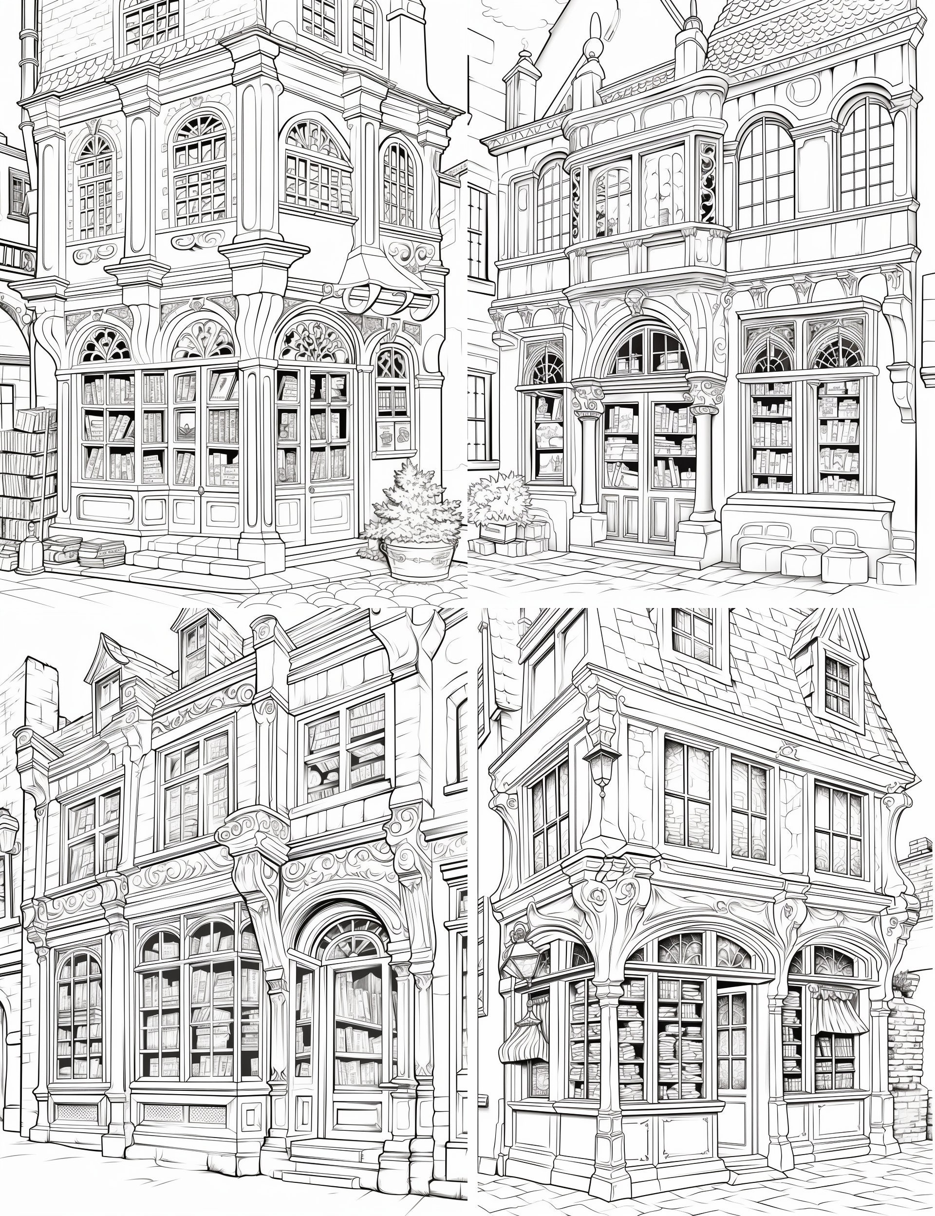 Old Bookstore Coloring Pages 32 Instant Download PDF Pages Coloring ...