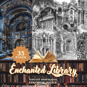 Enchanted Library Coloring Pages Instant Download PDF Pages Coloring ...