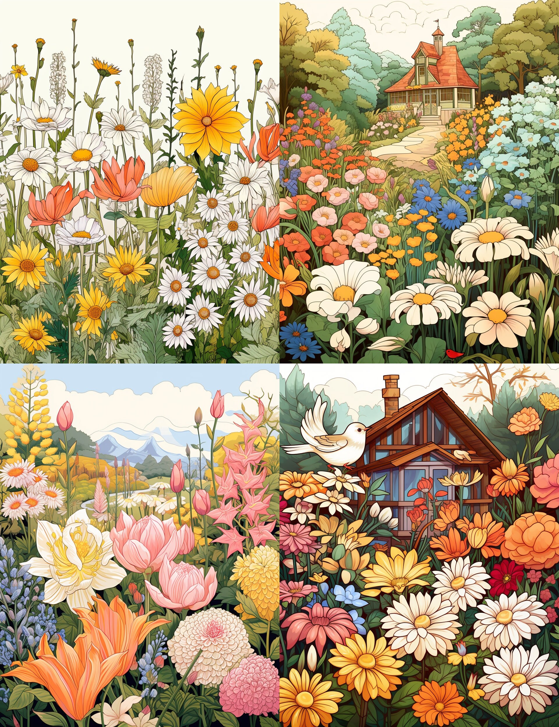 Cozy Flower Garden Coloring Pages 20 Instant Download PDF Pages ...