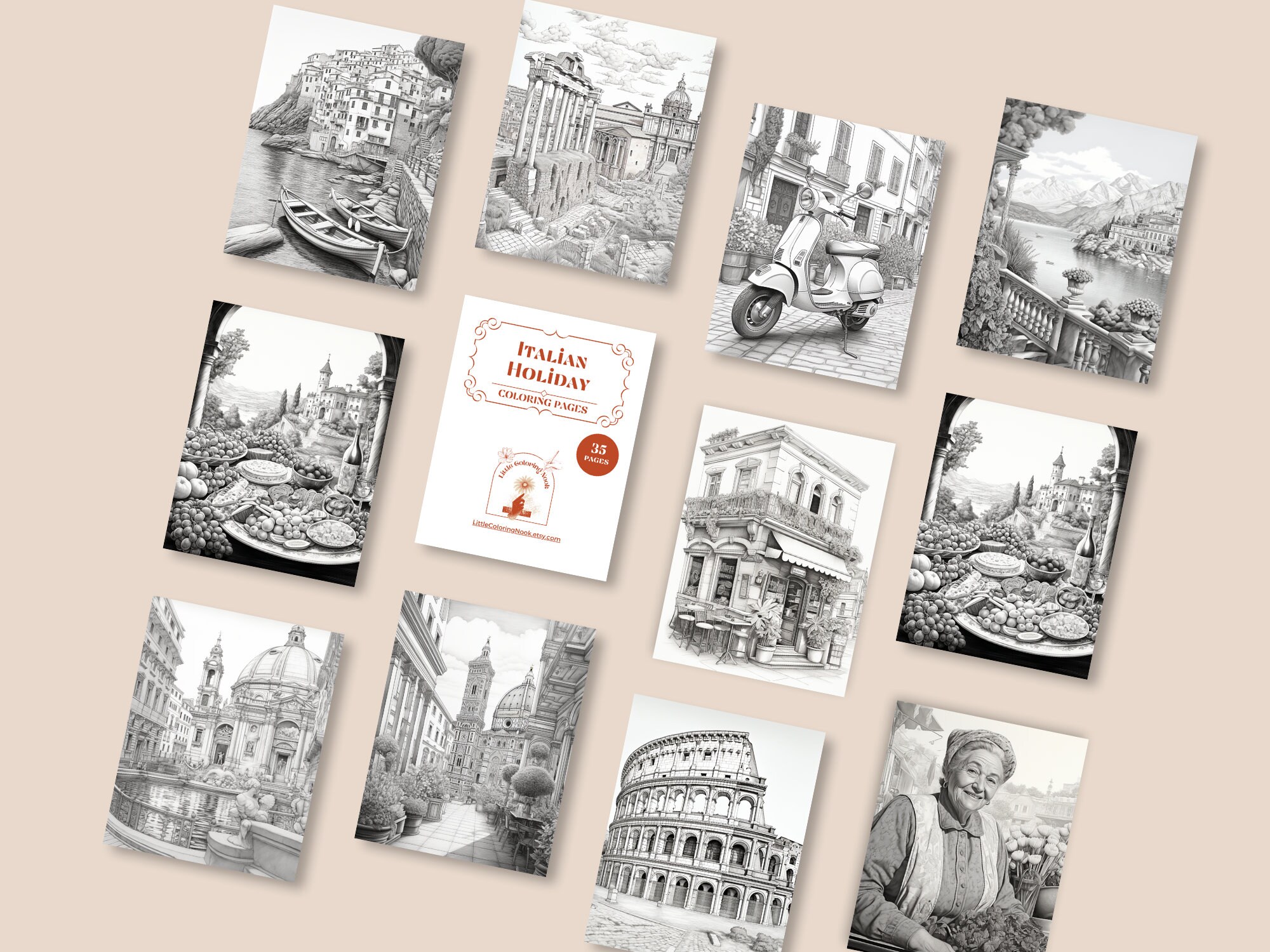 Italian Holiday Coloring Pages Adult Coloring Pages Instant Download ...