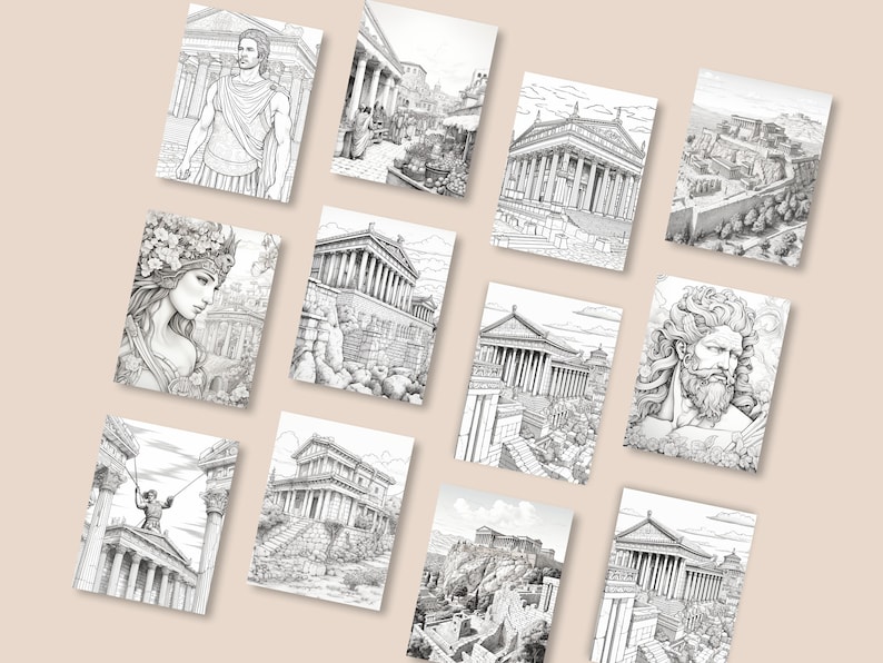Ancient Greece Coloring Pages Instant Download PDF Pages - Etsy