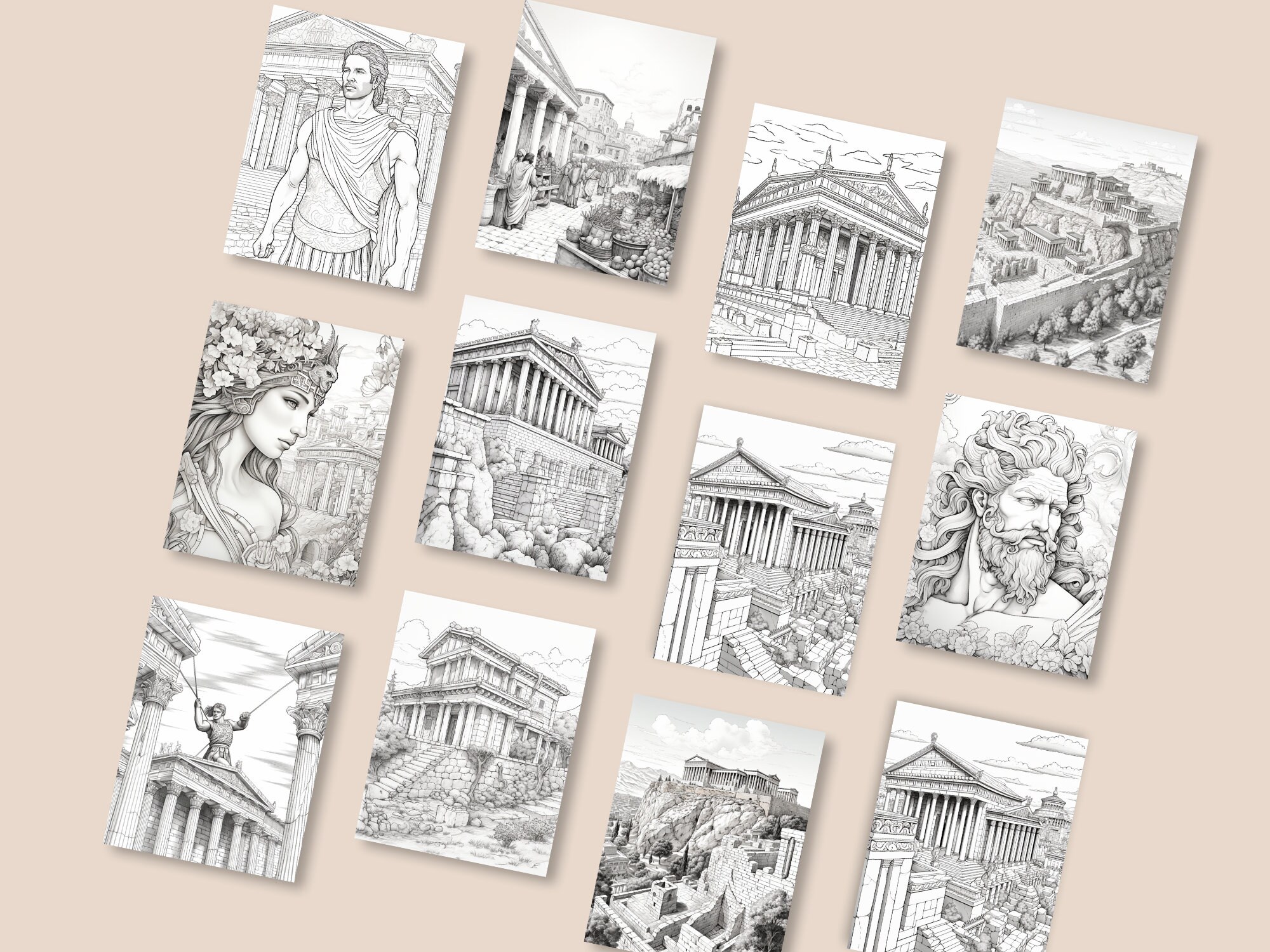 Ancient Greece Coloring Pages Instant Download PDF Pages Coloring Book ...