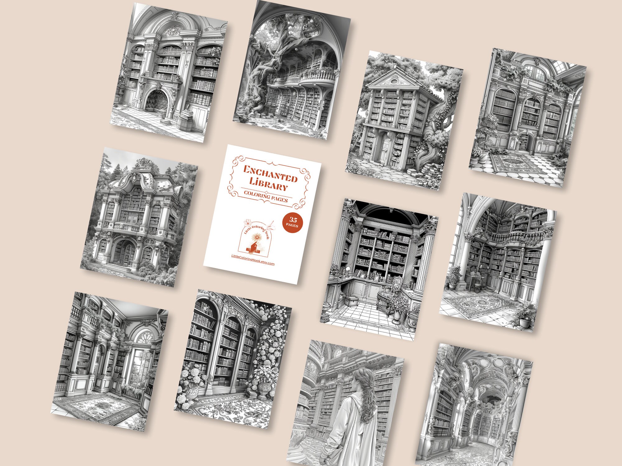 Enchanted Library Coloring Pages Instant Download PDF Pages Coloring ...