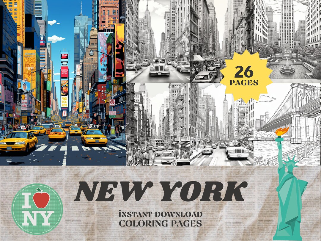 New York City Coloring Pages 26 Instant Download PDF Pages Coloring ...
