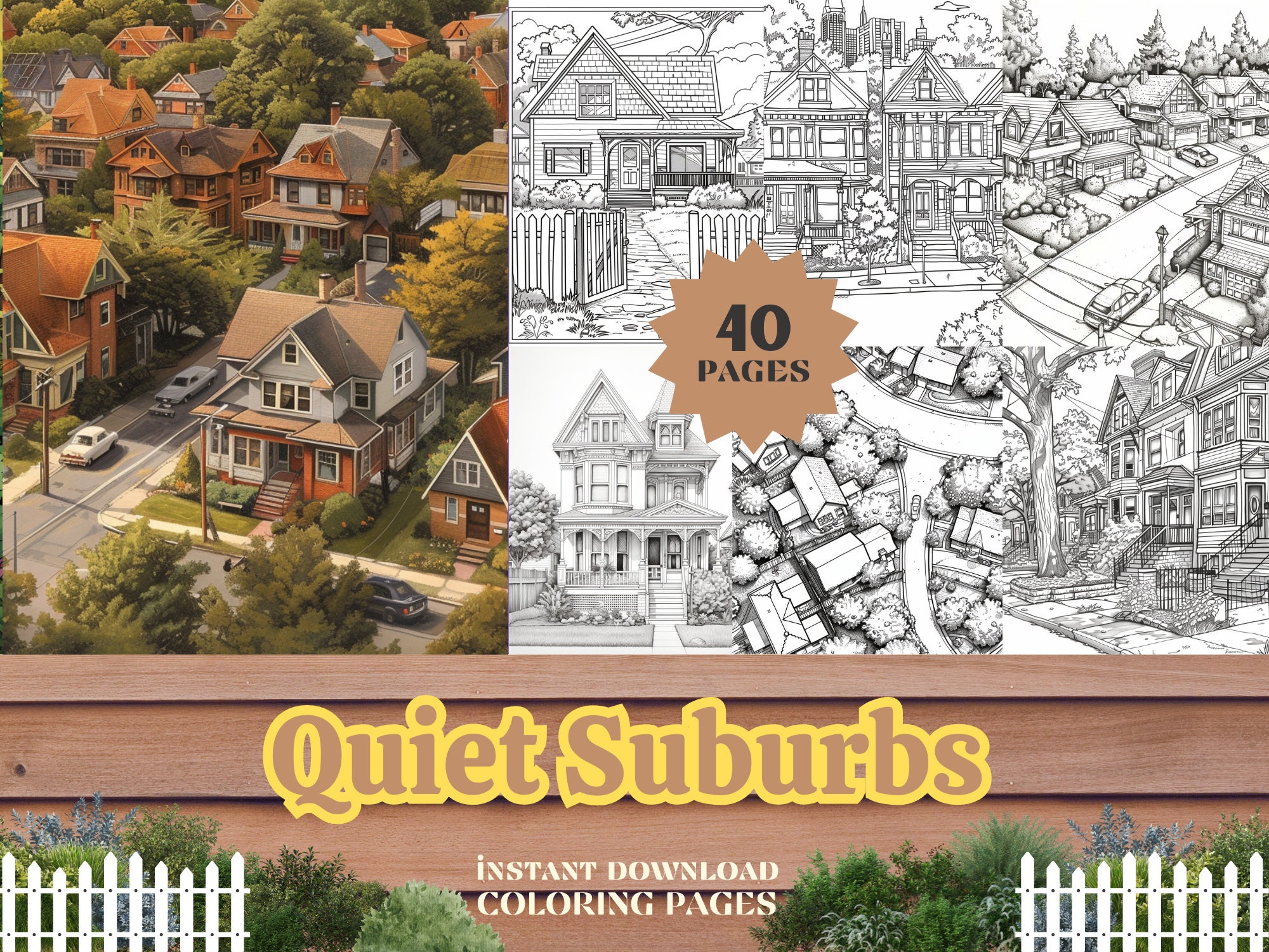 Quiet Suburbs Coloring Pages Instant Download PDF Pages Coloring Book ...