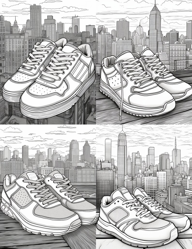 Vintage Sneakers Coloring Pages 40 Instant Download PDF - Etsy