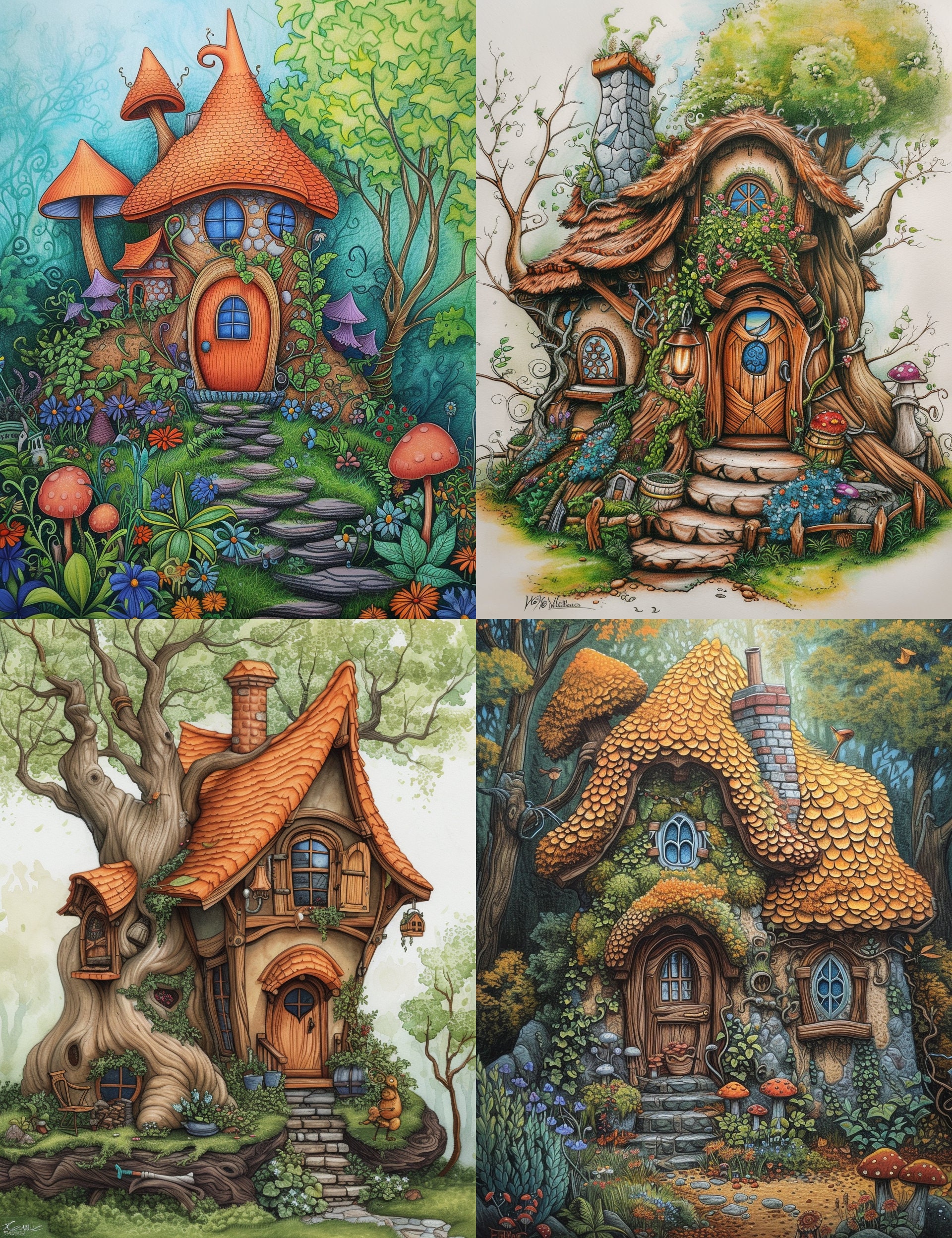 Gnome Houses Coloring Pages Instant Download PDF Pages Coloring Book ...