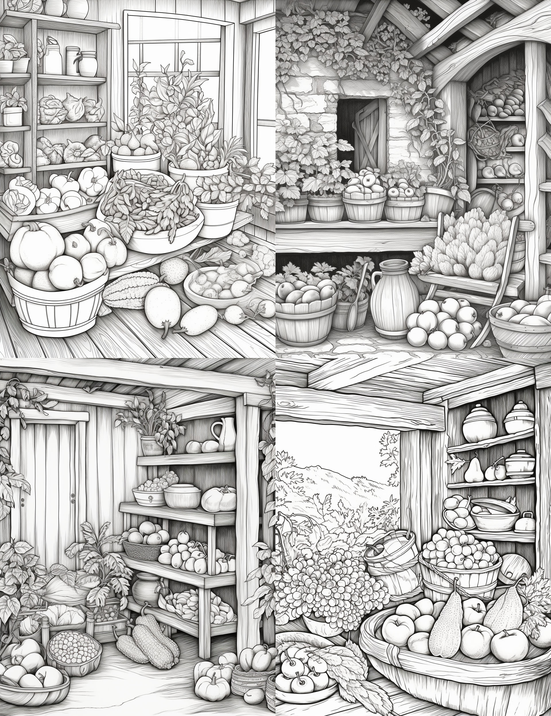 Rustic Pantry Coloring Pages 20 Instant Download PDF Pages - Etsy