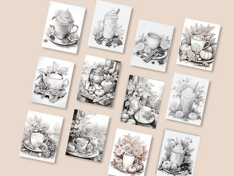 Warming Fall Drinks Coloring Pages Instant Download PDF Coloring Book ...