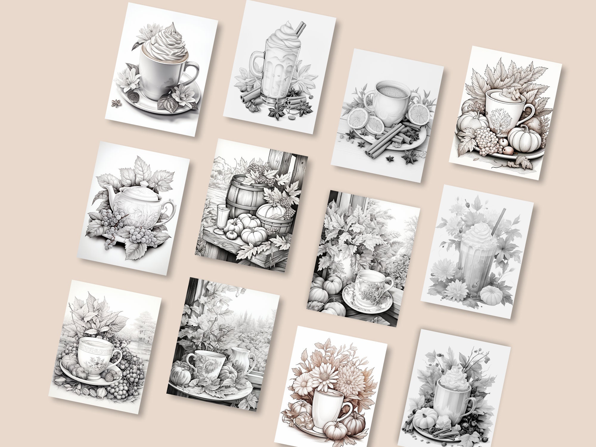 Warming Fall Drinks Coloring Pages Instant Download PDF Coloring Book ...