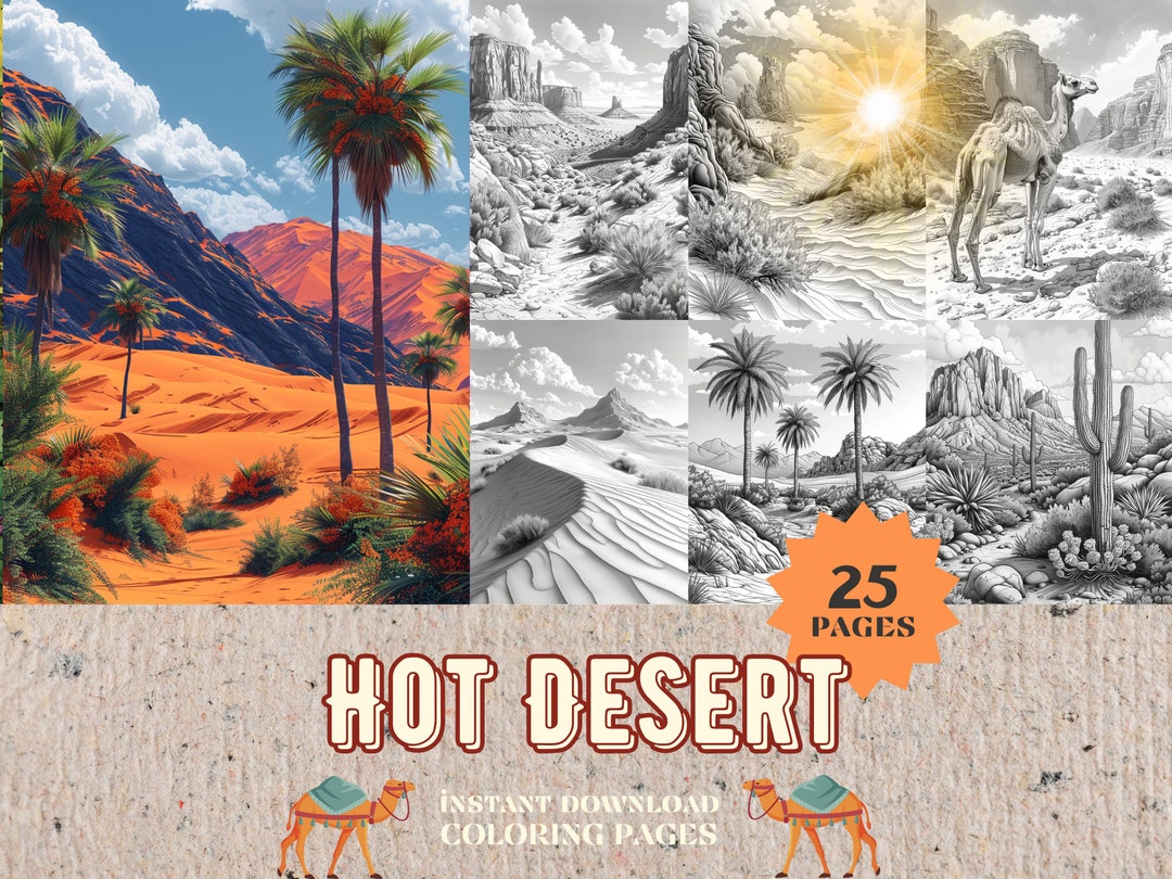 Hot Desert Coloring Pages Instant Download PDF Pages Coloring Book for ...