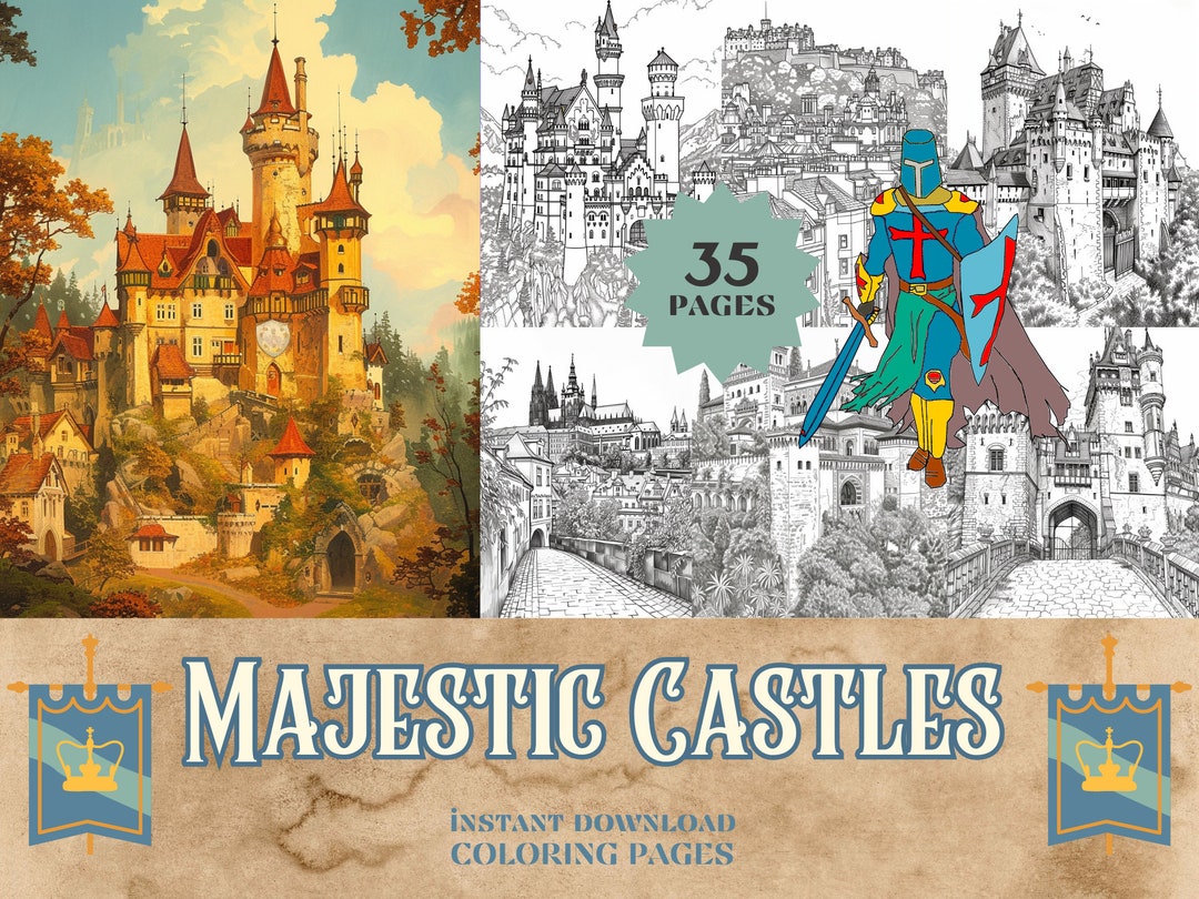 Majestic Castles Coloring Pages Instant Download PDF Pages Coloring ...