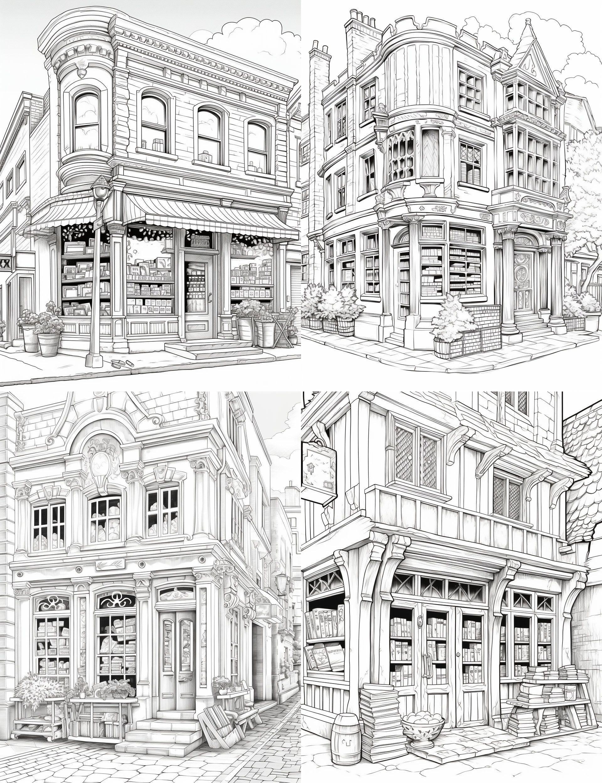 Old Bookstore Coloring Pages 32 Instant Download PDF Pages Coloring ...