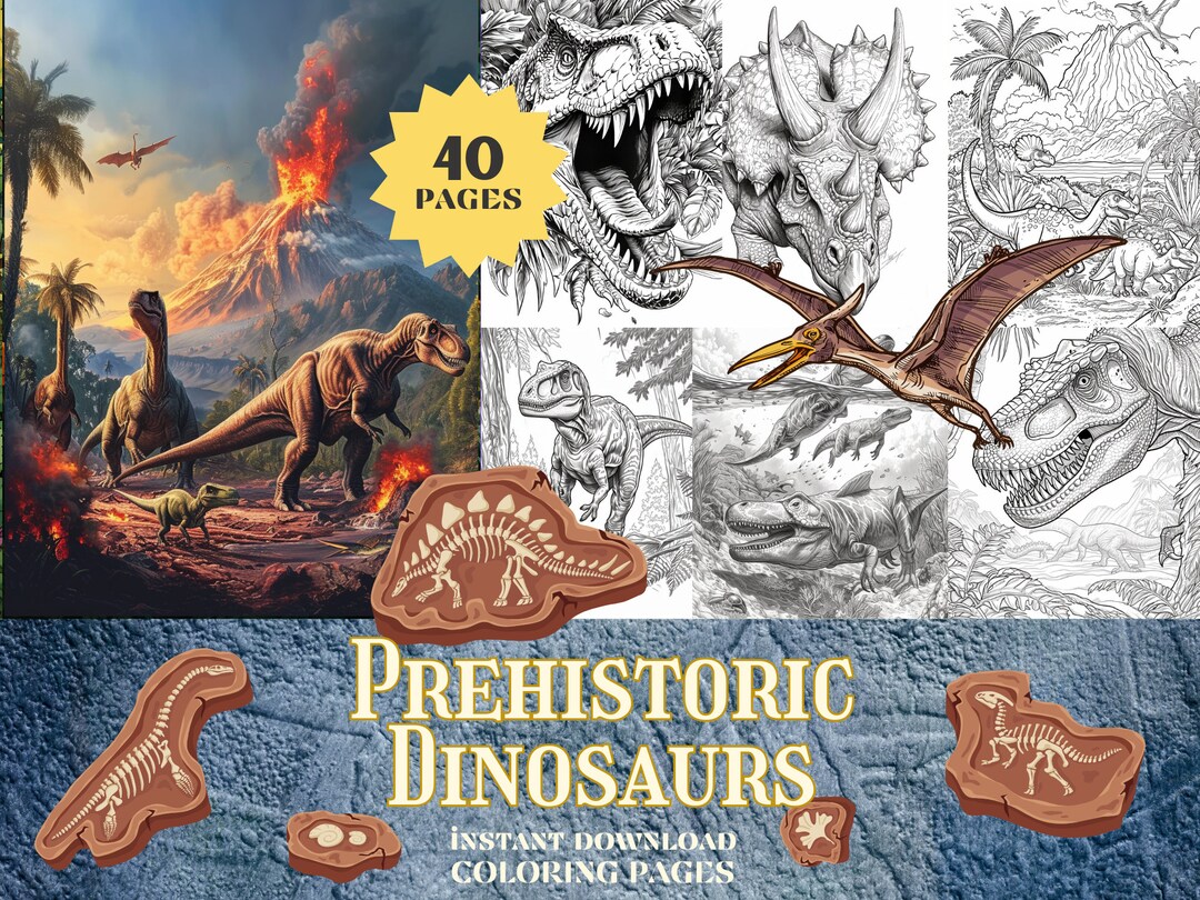 Prehistoric Dinosaurs Coloring Pages Instant Download PDF Pages ...