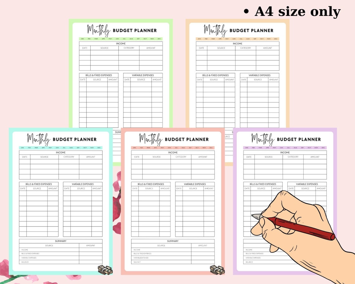 Colorfull Option Printable Monthly Budget Plannerdigital - Etsy