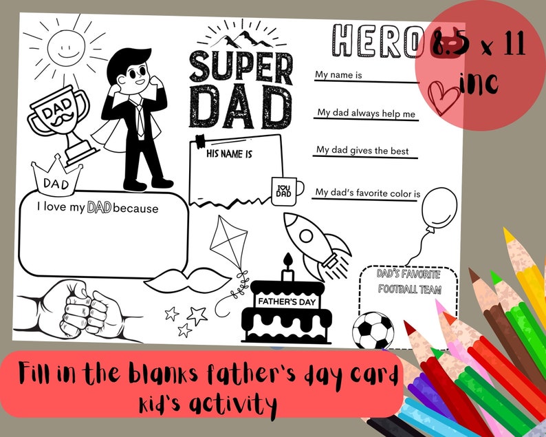 Fathers Day Printable Coloring Page Printable All About Dad - Etsy