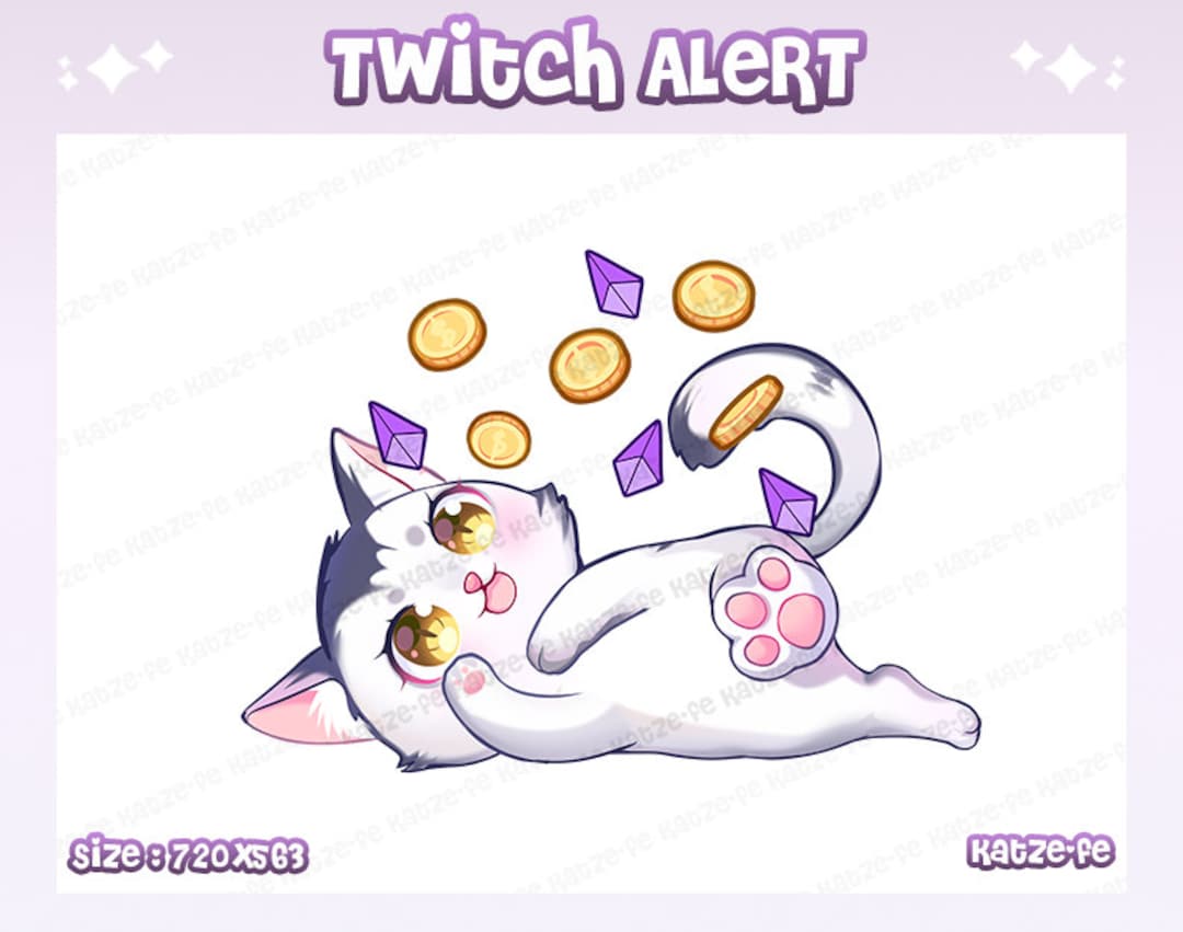 Animated Cat Bit Alert | Cat Donation Alert | Cute White Cat | Twitch ...