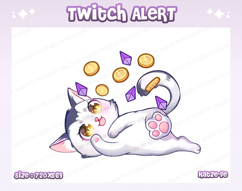 Animated Cat Bit Alert | Cat Donation Alert | Cute White Cat | Twitch ...