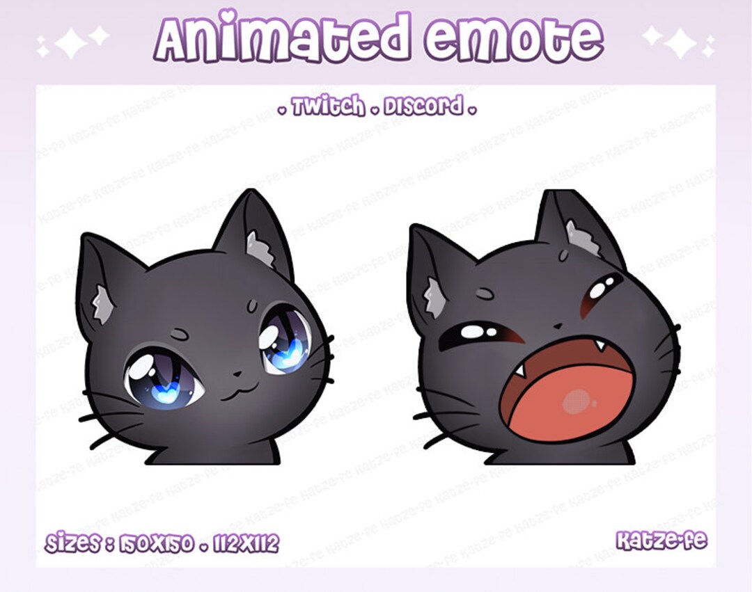 Animated Cat Emote | Cat Meow Emote |cute Black Cat | Twitch/discord ...