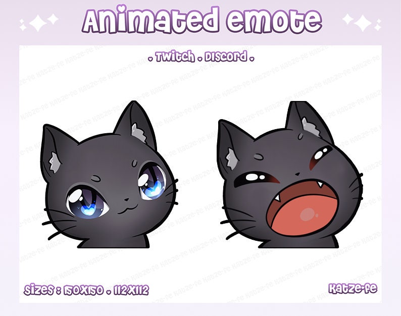 Animated Cat Emote | Cat Meow Emote |cute Black Cat | Twitch/discord ...
