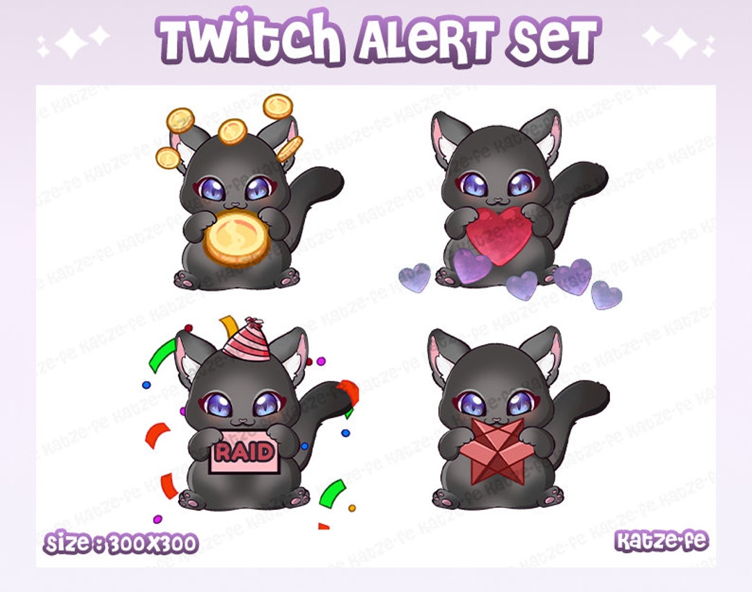 Animated Cat Alerts | Cat Alert Set | Cute Black Cat | Twitch/discord ...