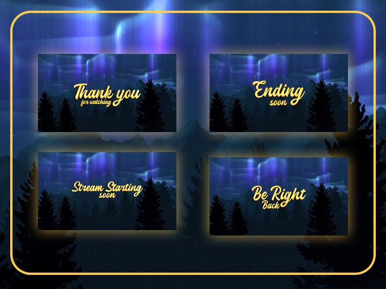 Northern Lights / Aurora Lights Twitch Screens Animated stream Bundle ...