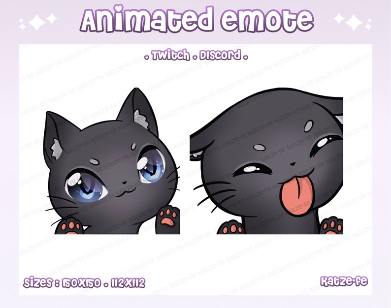 Animated Cat Emote Cat Lick Emote Cute Black Cat Twitch/discord/youtube ...