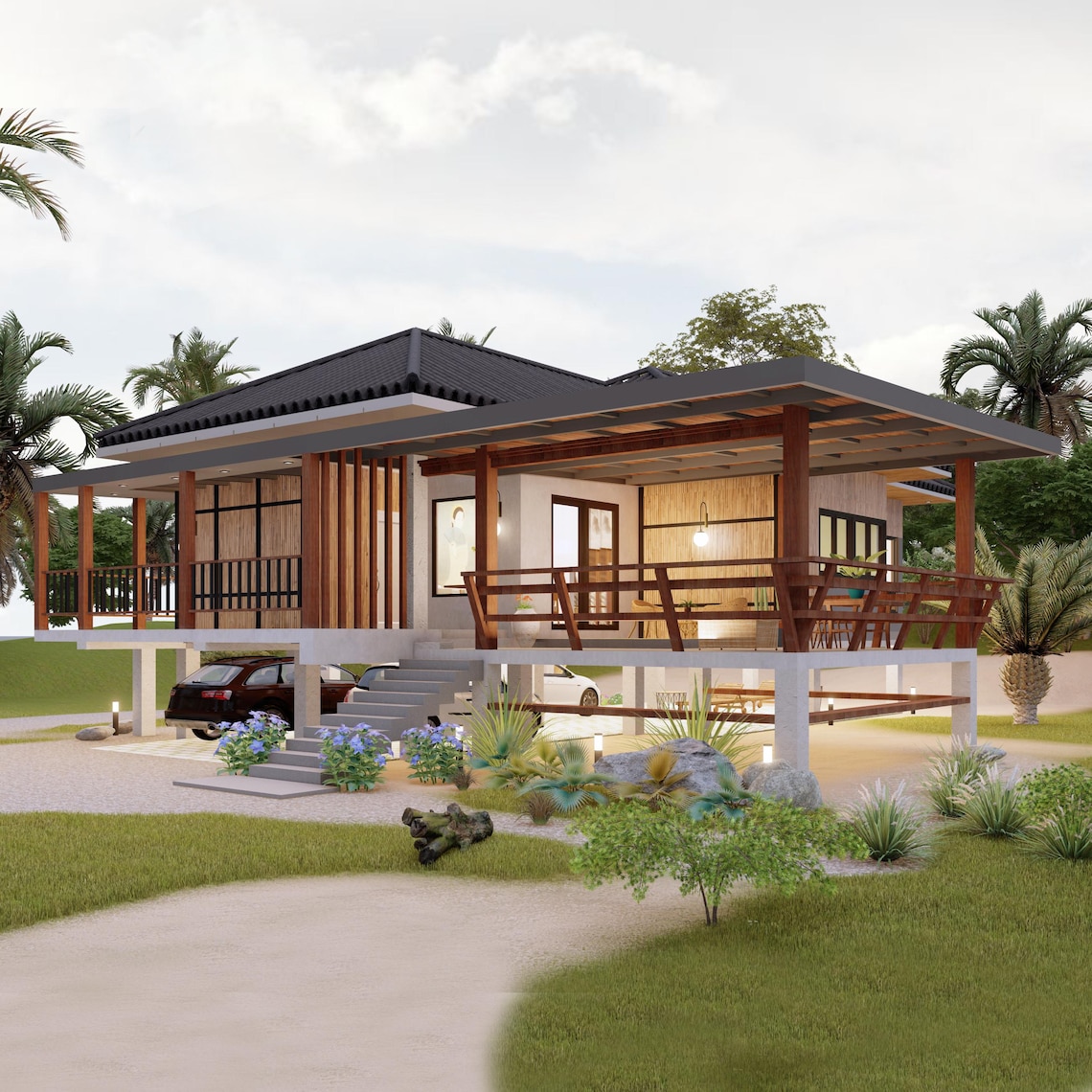 Modern 3-bedroom House Plan | Tropical Elevated Layout | Instant ...