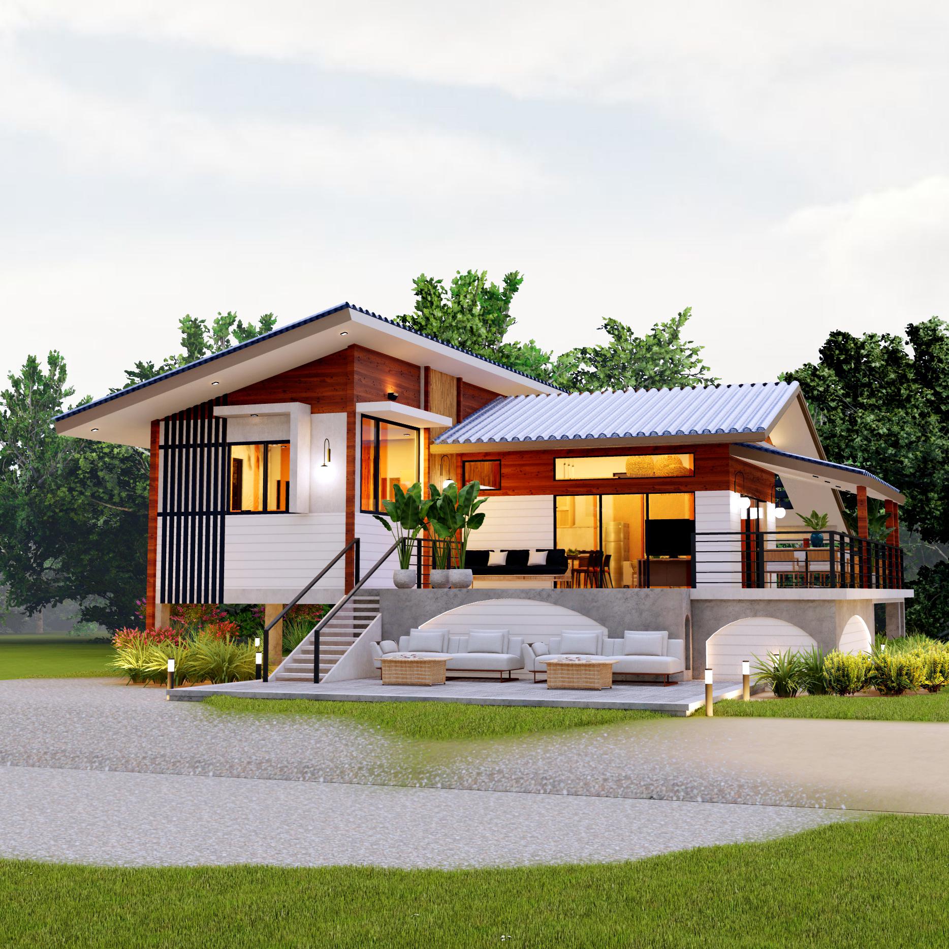 Modern Bahay Kubo Blueprint: 2 Bedroom House Plan (PDF & Autocad) - Etsy