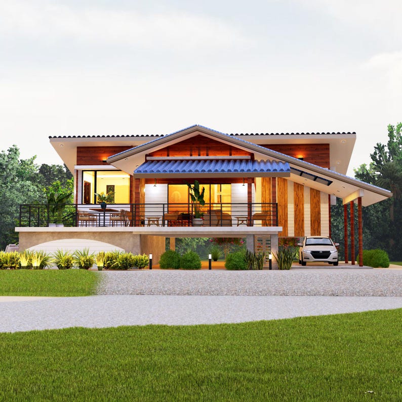 Modern Bahay Kubo Blueprint: 2 Bedroom House Plan (PDF & Autocad) - Etsy