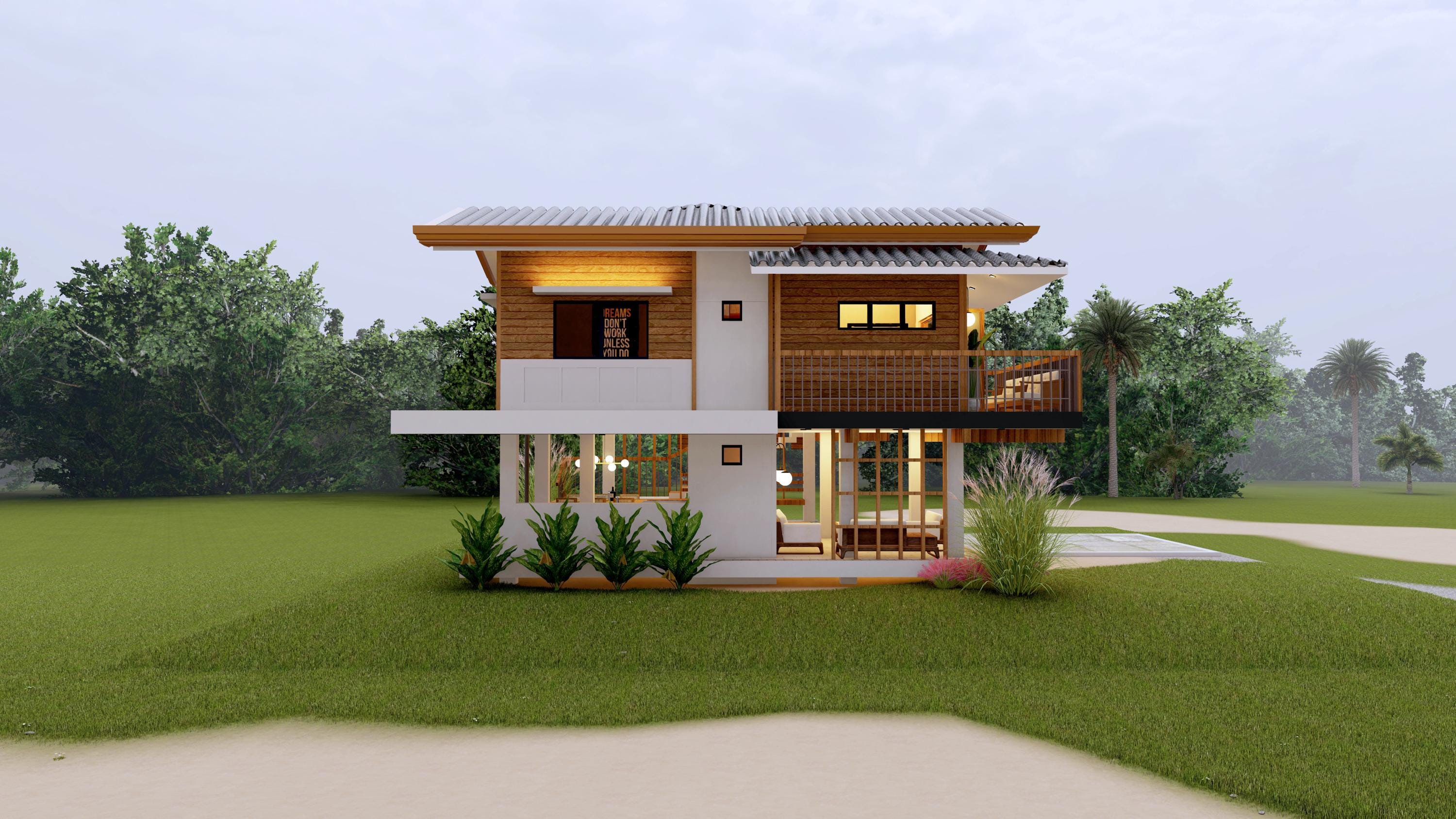 Elevated Farmhouse Plan: 2 Bedroom Blueprint (PDF & Autocad) - Etsy