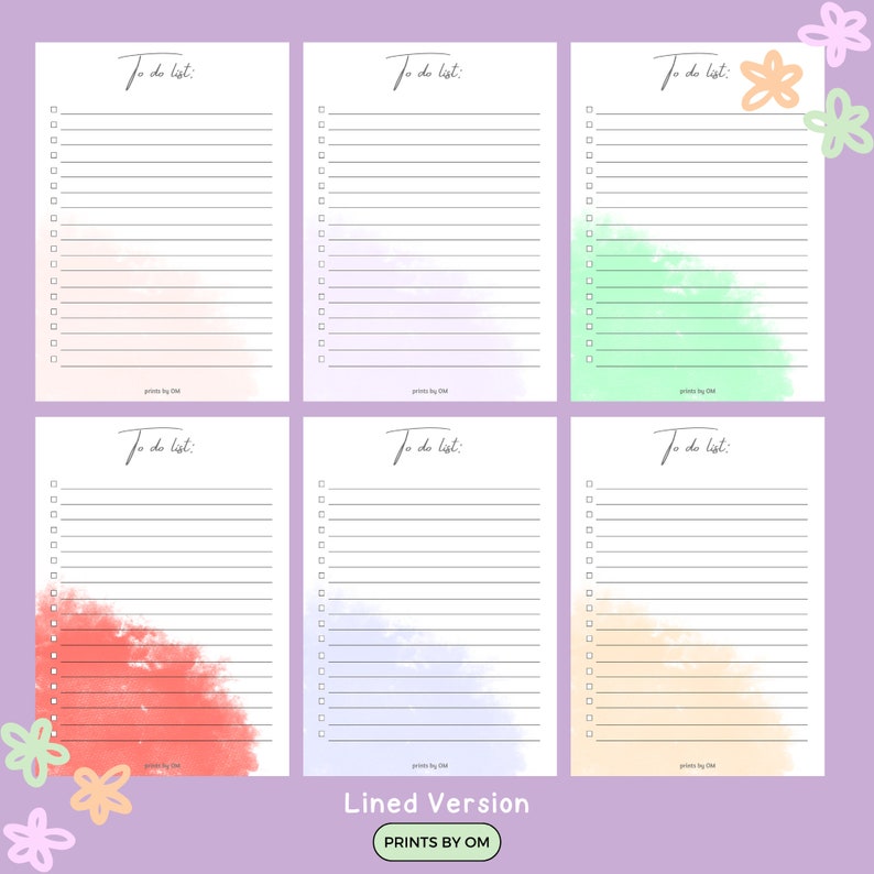 Printable to Do List 2 Versions With and Without Lines - Etsy