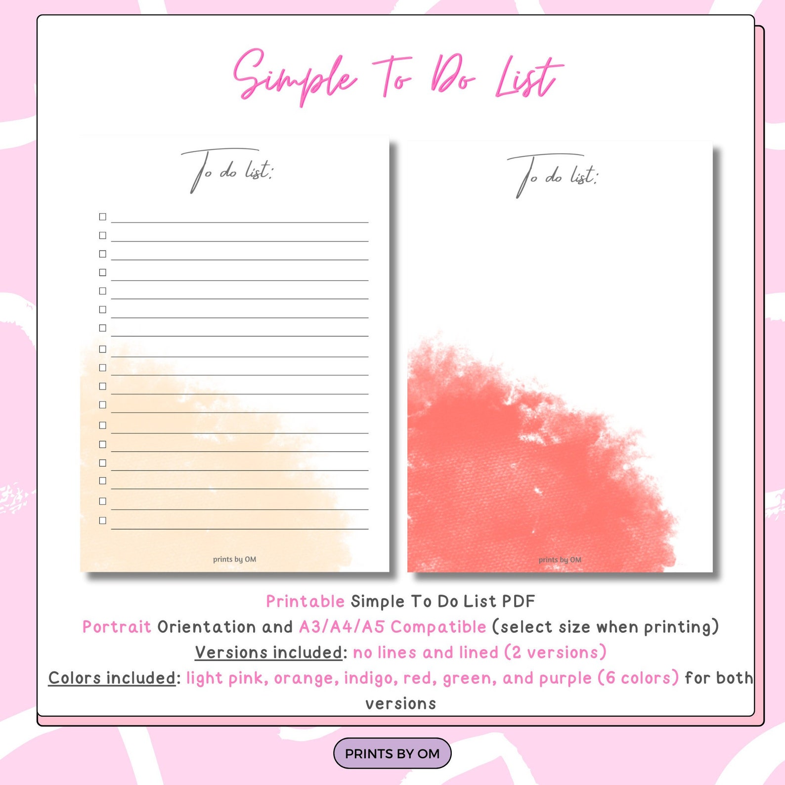 Printable to Do List 2 Versions With and Without Lines - Etsy