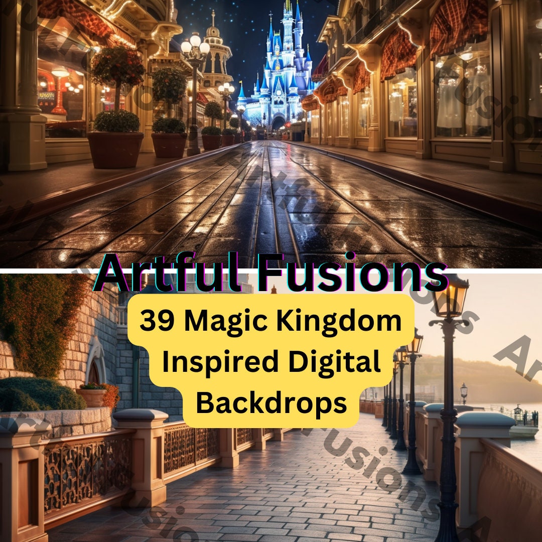 39 X Magic Kingdom Inspired Digital Backdrops, Fantasy Digital ...