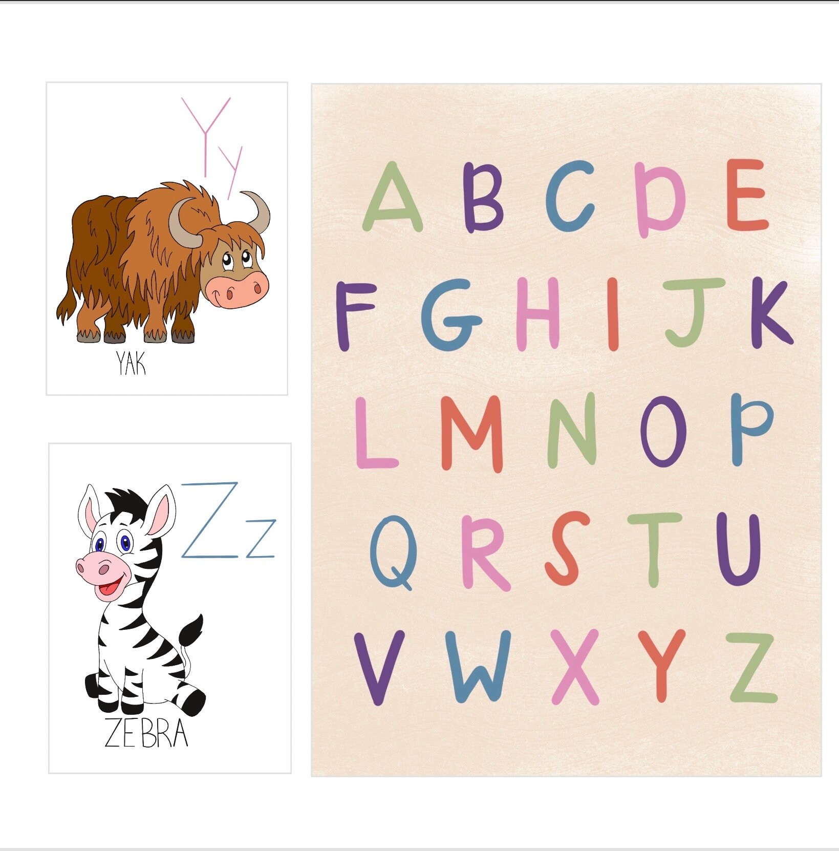 Alphabet Digital Prints, Alphabet Poster, Set of 27 - Etsy