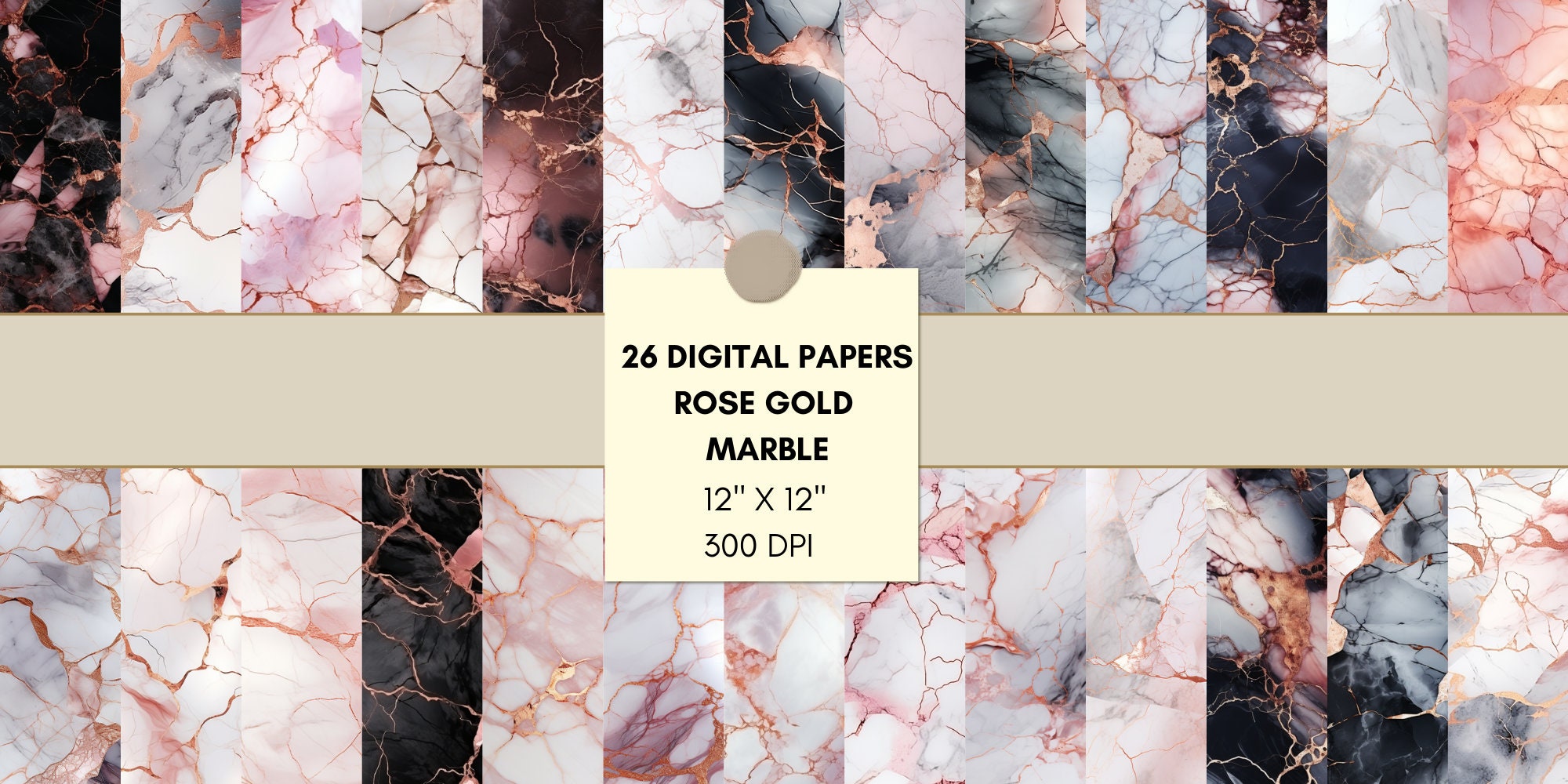 Rose Gold Marble Digital Paper, Seamless Marble Textures With Gold Foil ...