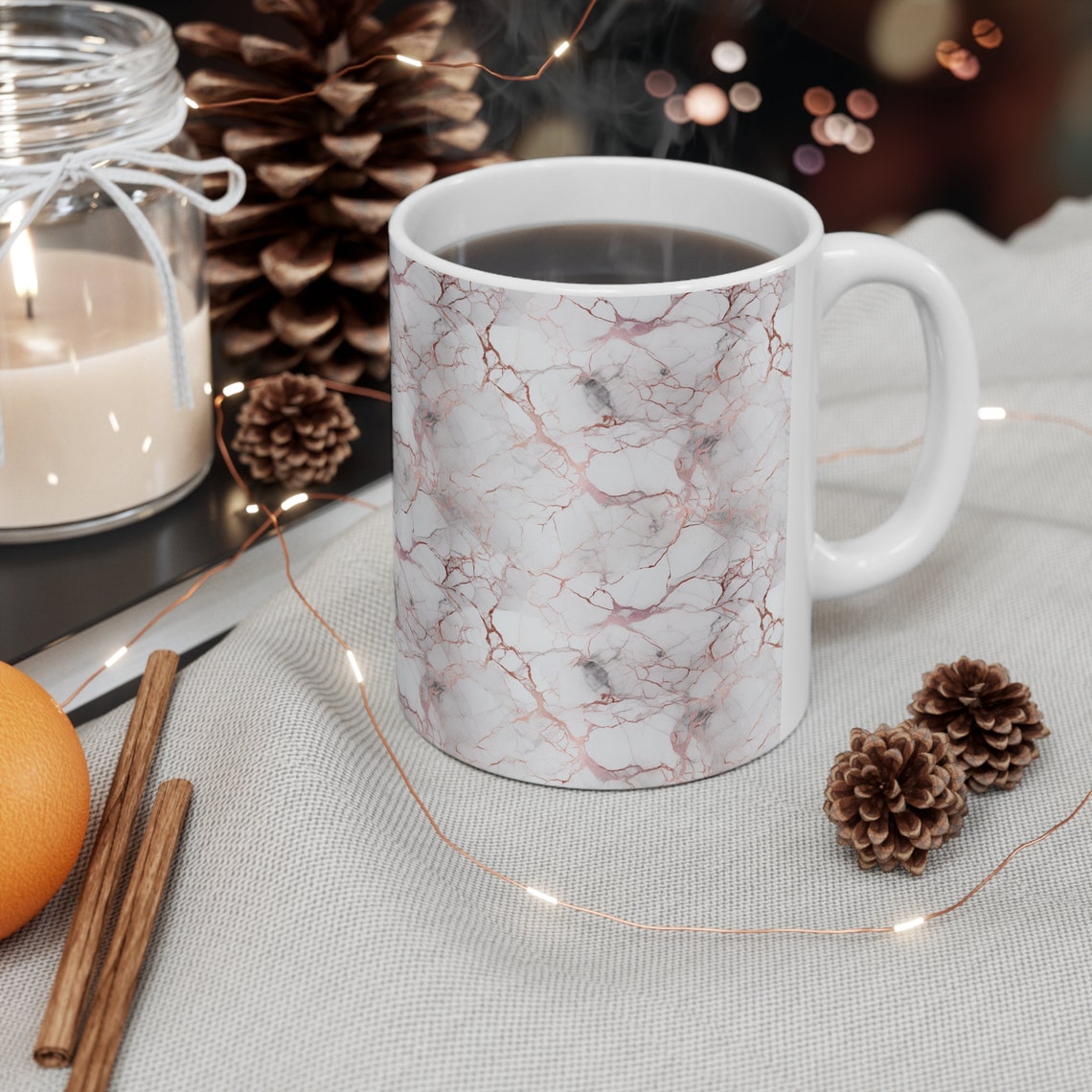 Rose Marble Mug, Pink Marble Mug, Rose Gold Marble Mug, Ceramic Mug ...