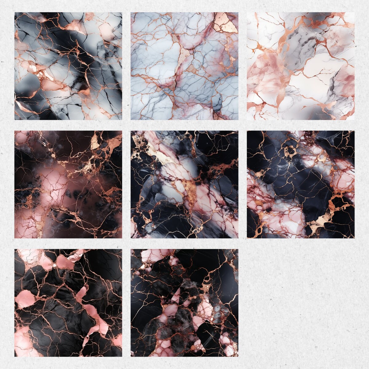 Rose Gold Marble Digital Paper, Seamless Marble Textures With Gold Foil ...