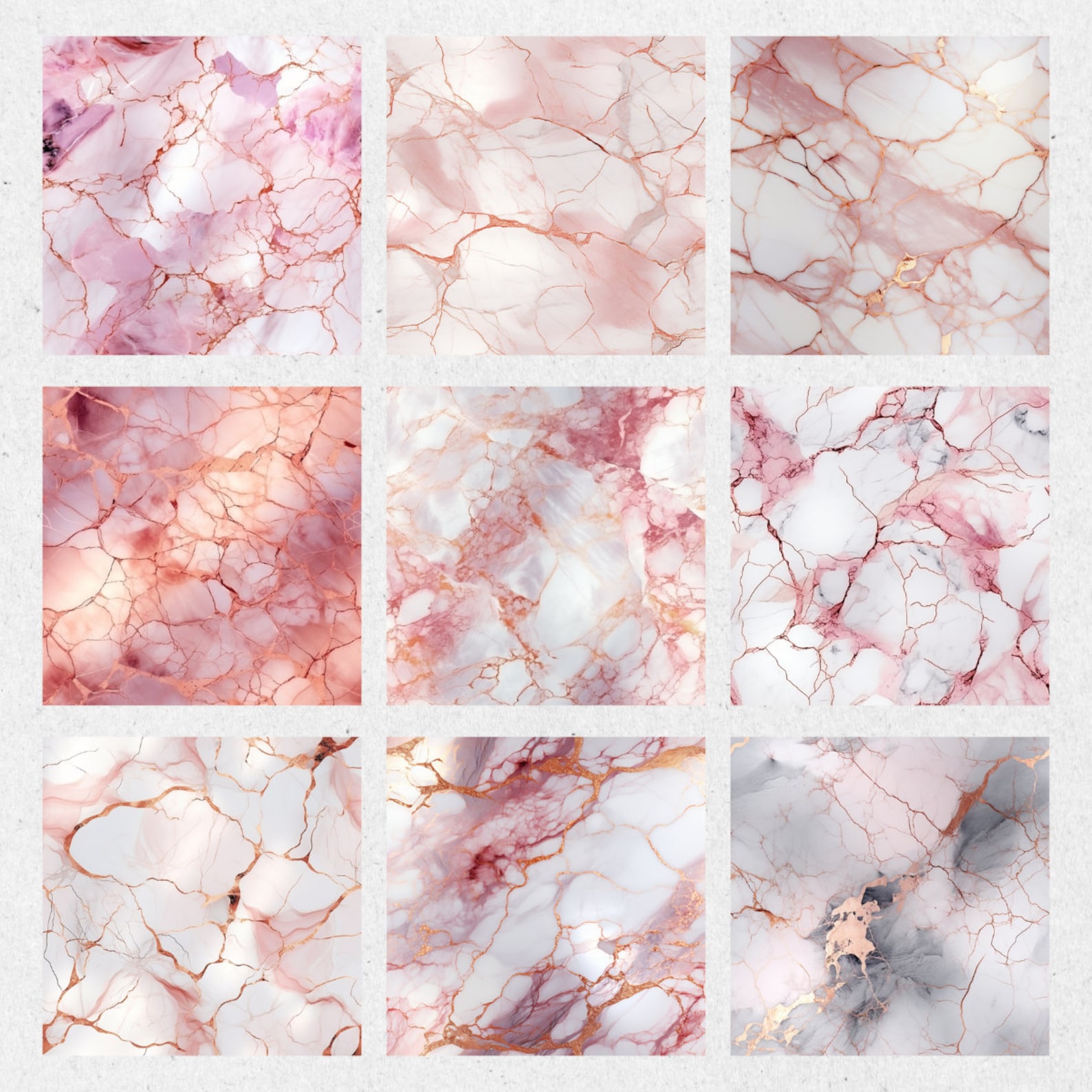 Rose Gold Marble Digital Paper, Seamless Marble Textures With Gold Foil ...