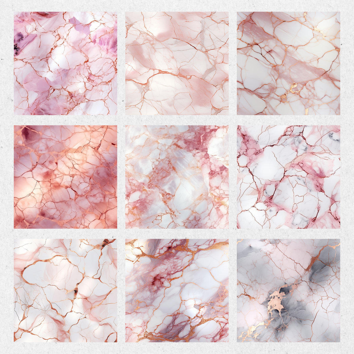 Rose Gold Marble Digital Paper, Seamless Marble Textures With Gold Foil ...